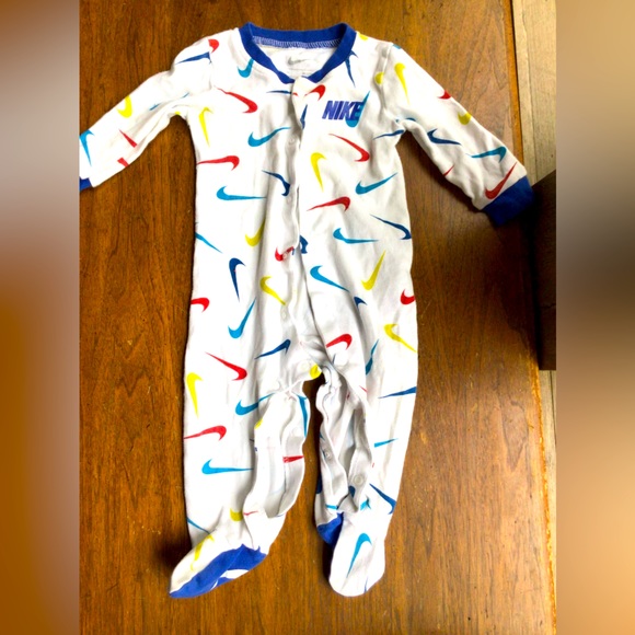 Nike | One Pieces | Free Baby Nike Logo Footed Coverall Bodysuit Button ...
